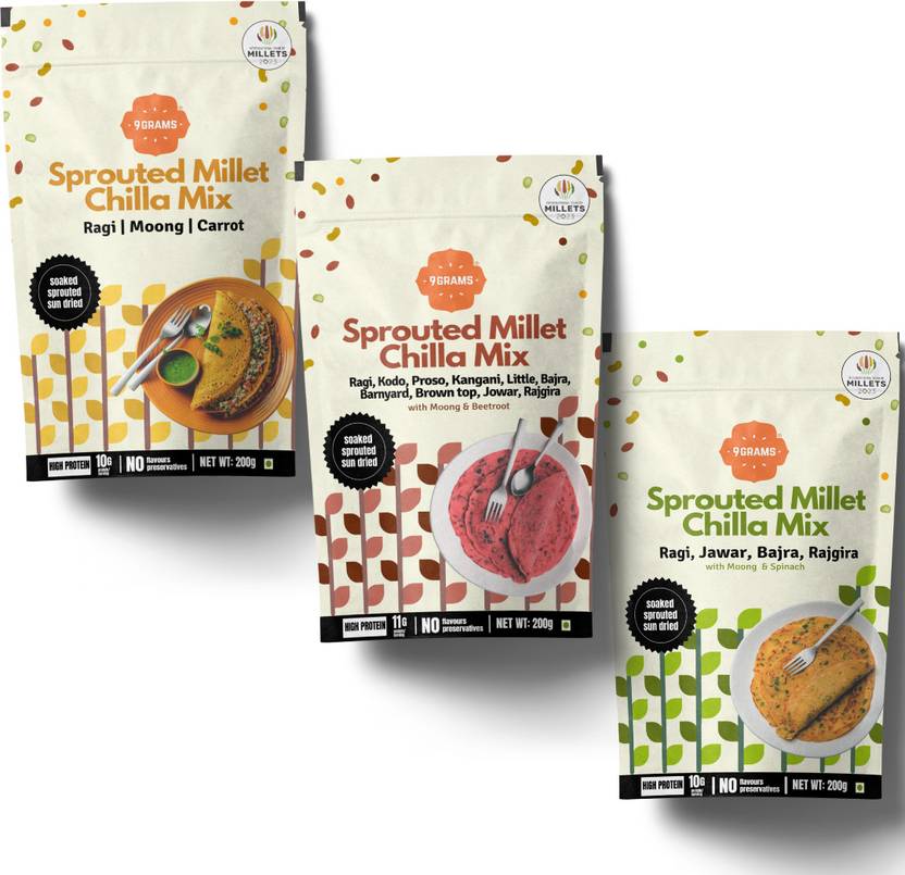 9grams Sprouted Multi Millets Instant Chilla Dosa Mix, High Protein ...