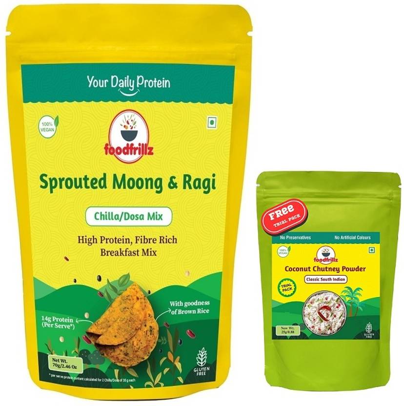 foodfrillz High Protein Healthy Chilla/Dosa Premix Sprouted Moong-Ragi ...