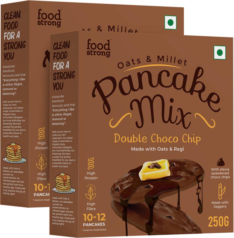 foodstrong Oats and Millets Double Choco Chip Pancake Mix, Eggless ...