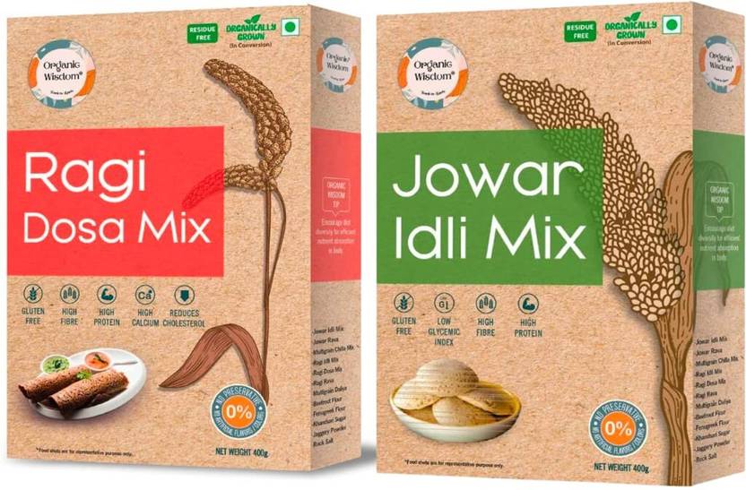 ORGANIC WISDOM Jowar Idli & Ragi Dosa Mix Combo Pack 800 g Price in ...