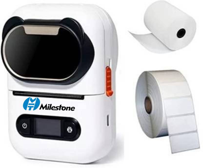 Milestone (2 Inch)58mm Bluetooth Label+Receipt Printer with 1Label Roll ...