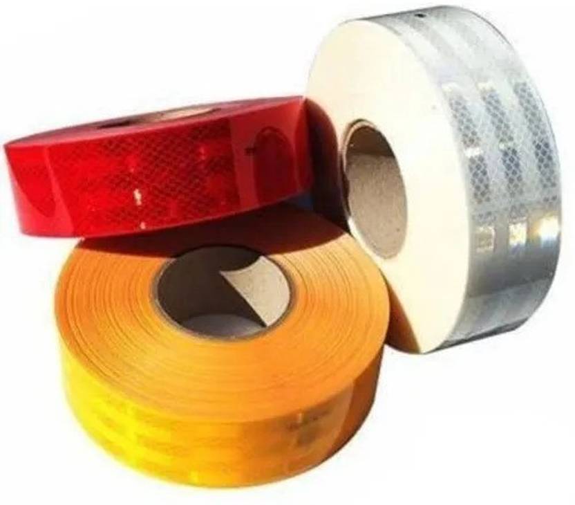 shaseles Reflective Radium Warning Tape Red, Yellow & White 2 Inch x 50 ...