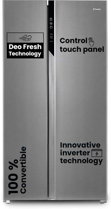 CANDY 602 L Frost Free Side by Side Refrigerator with 100 % Convertible ...