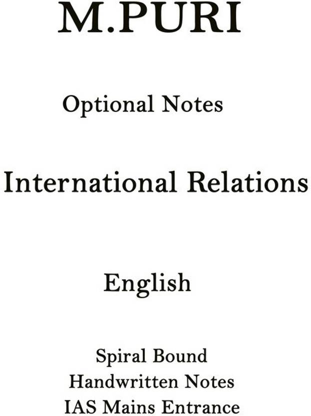 M Puri International Relations Handwritten Notes In English For IAS ...