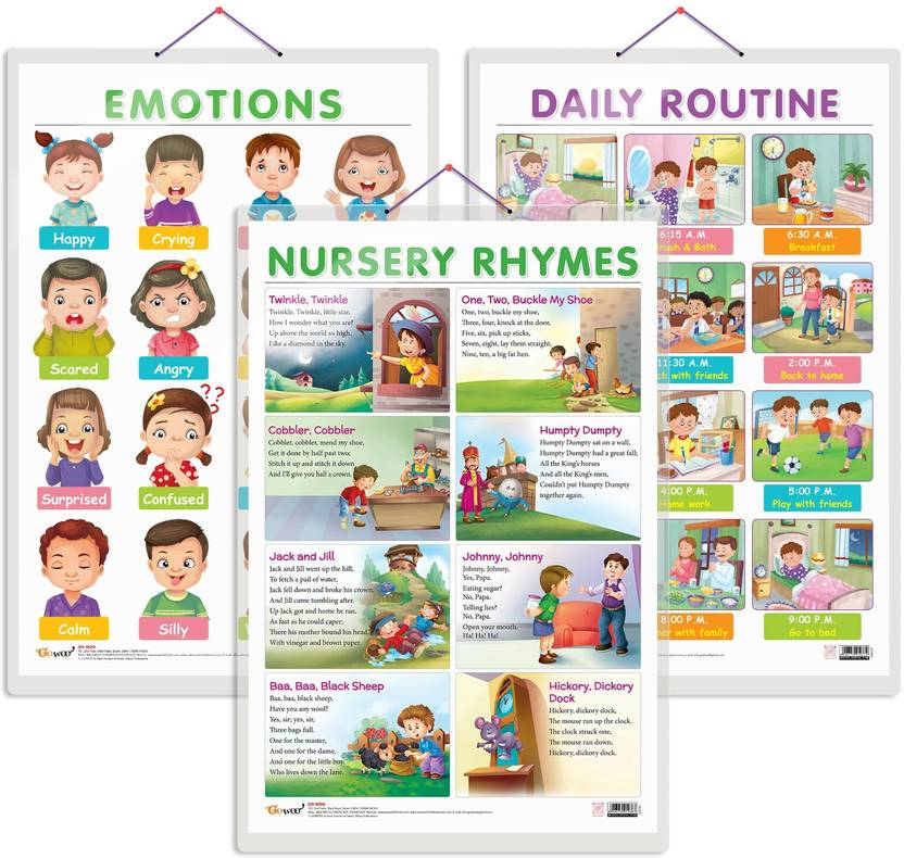 Set of 3 EMOTIONS, DAILY ROUTINE and NURSERY RHYMES Early Learning ...