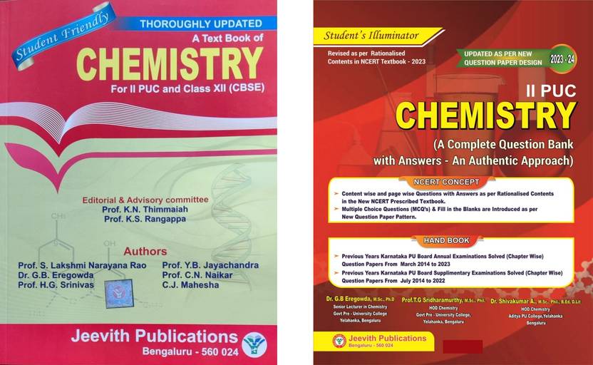 Jeevith 2nd PUC Chemistry - Text Book + Student's Illuminator- A ...