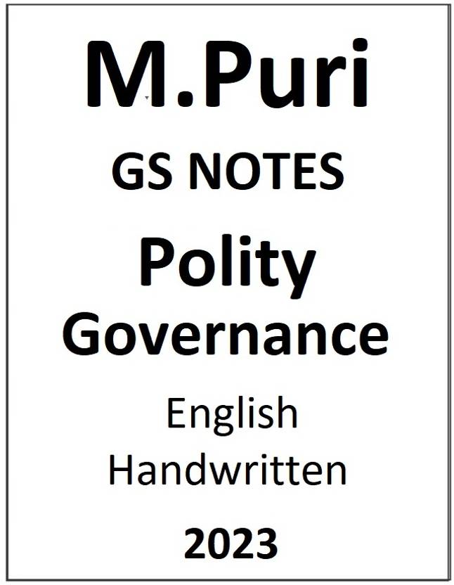 M Puri Governance And Polity Handwritten Notes In English For IAS Mains ...