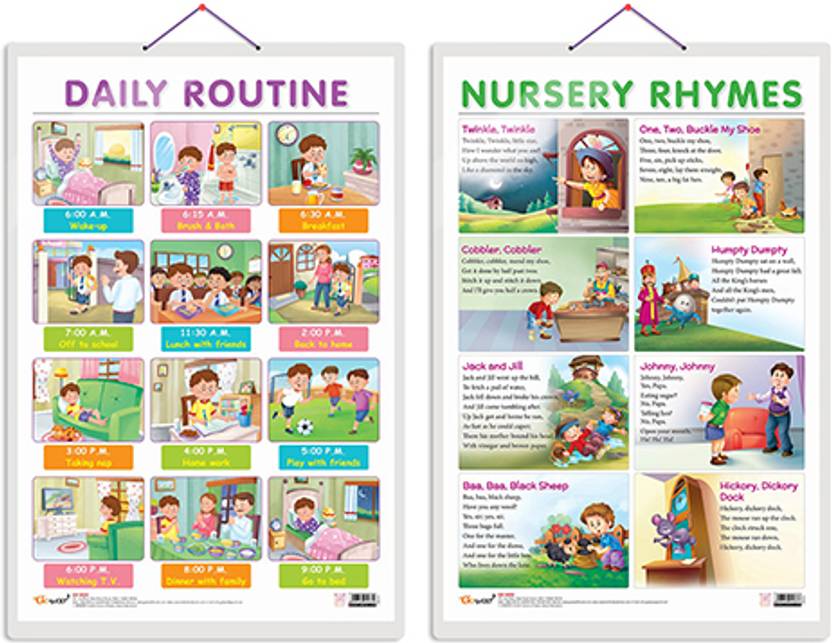 Set of 2 DAILY ROUTINE and NURSERY RHYMES Early Learning Educational ...