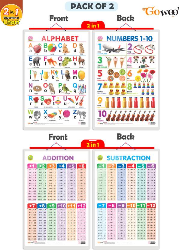 Set of 2 | 2 IN 1 ALPHABET AND NUMBER 1-10 and 2 IN 1 ADDITION AND ...