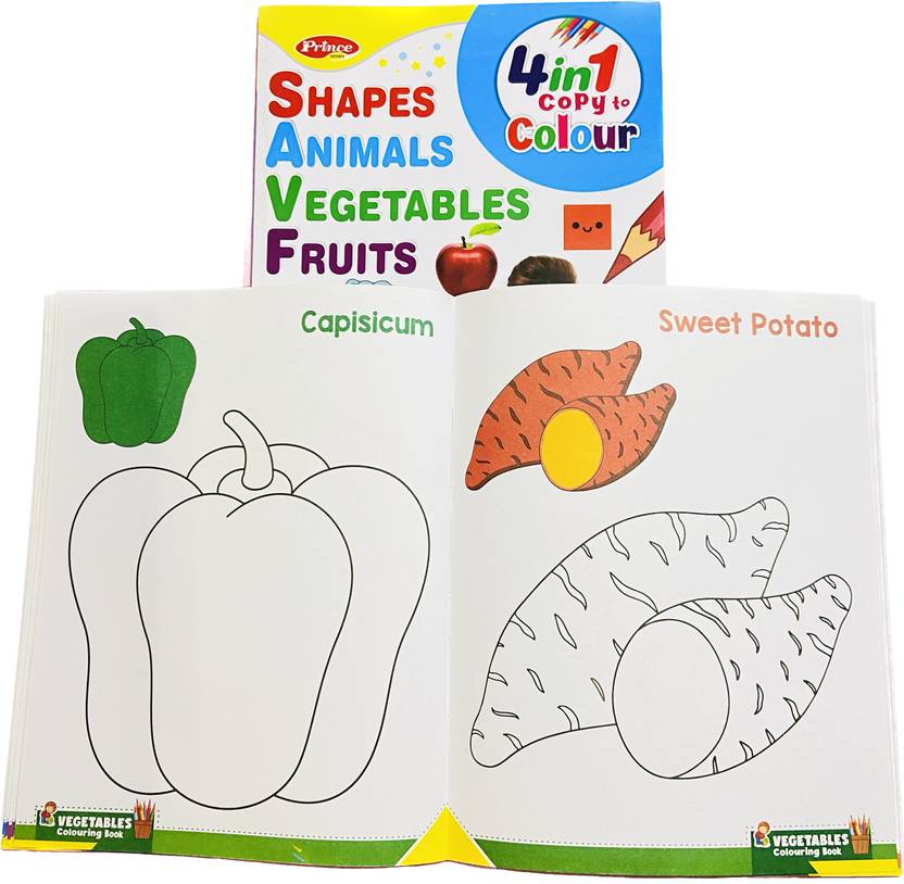 STARBUK Four In One My Favorite Nursery Painting Drawing And Colouring Practice Book For Kids ...