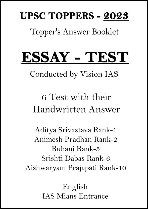 Vision IAS 6 Essay Handwritten Copy Of 2023 UPSC Toppers In English For ...