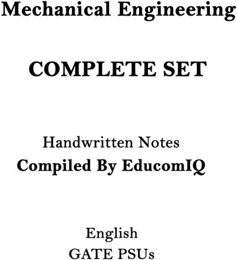 Mechanical Engineering Handwritten Notes By Selected Students In ESE ...