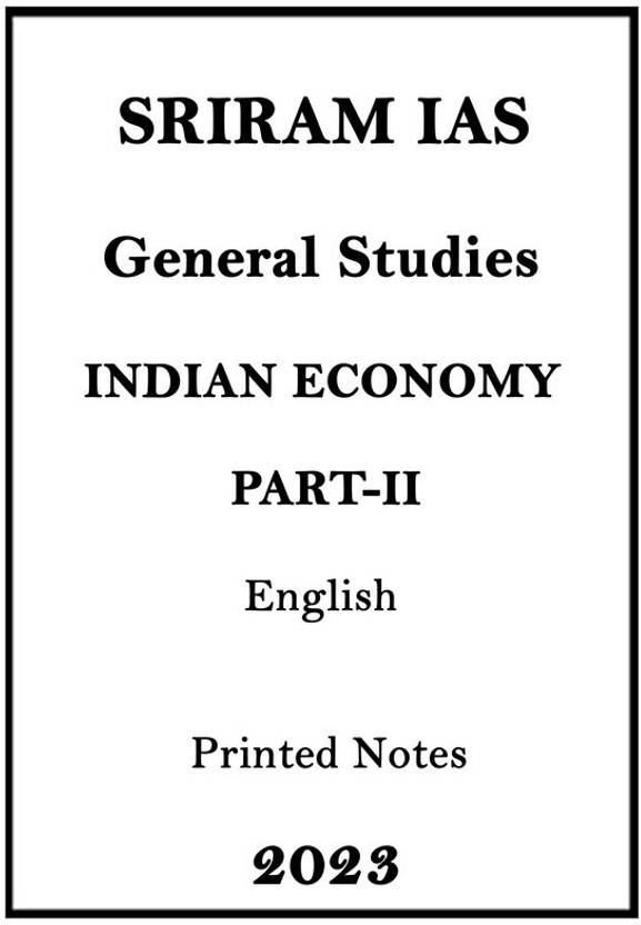 Sriram IAS Economy Part 2 Printed Notes By In English For UPSC Mains ...