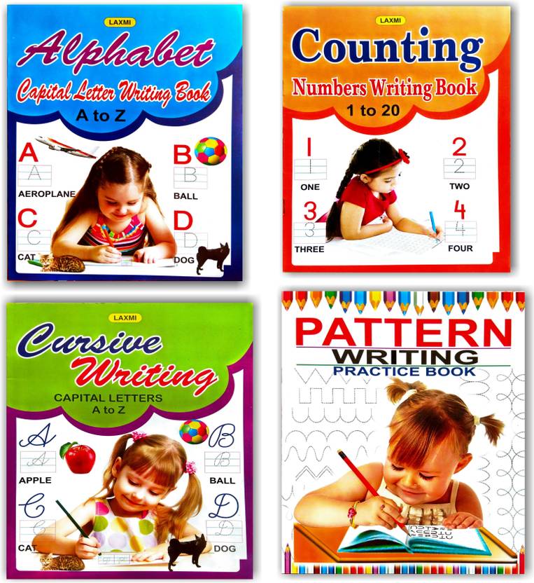 Writing Practice Book Set Of 4 Book : Alphabet , Number , Cursive ...