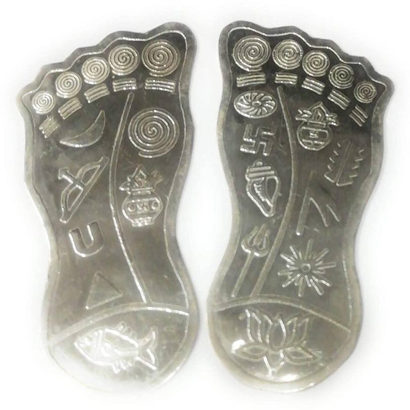 Kashvi Luck Pure Silver Maa Laxmi Ji Charan Paduka (Feet) for Puja ...
