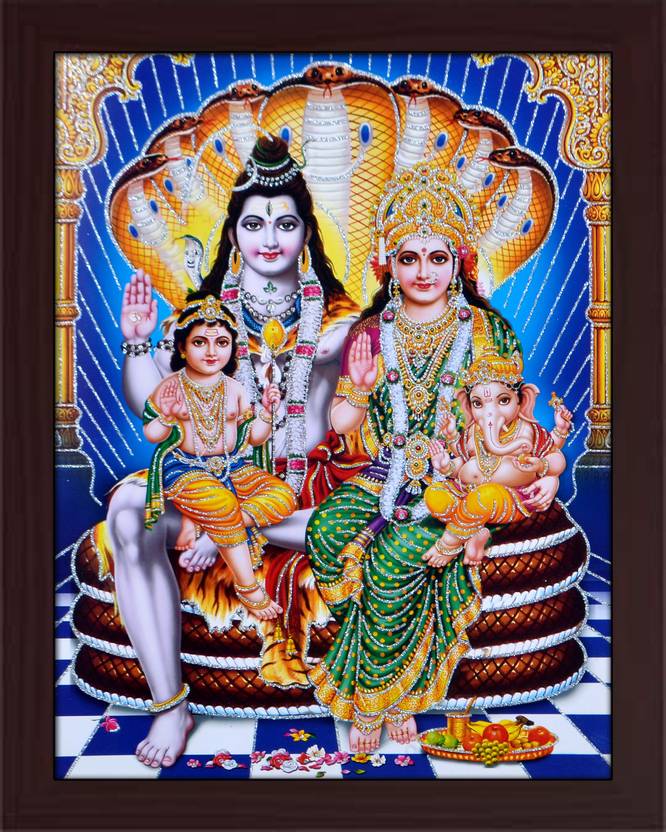 emofly Shiv Parvati ,with Ganesh and kartike Religious Frame Price in ...