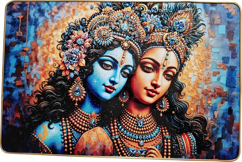 tradsam Radha Krishna Decorative Wall Art | 3D Effect Embossed Gem Work ...