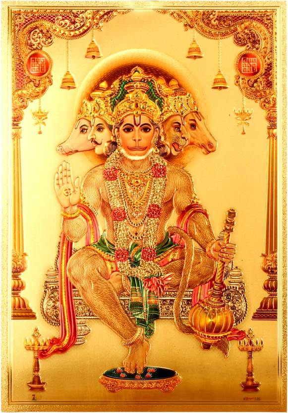 Popinjay Be Strong and Courageous PANCH MHUKI HANUMAN JI Non Sticky For ...