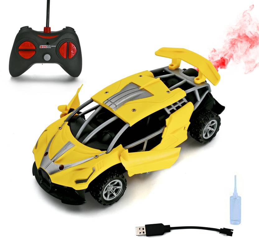 VikriDa 1:24 Scale RC Remote Control Racing Car with Smoke - Yellow - 1 ...