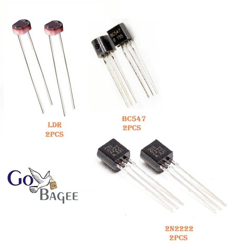 gobagee Combo of BC547,2N2222 Transistors & LDR Sensor 2 Each Fixed ...