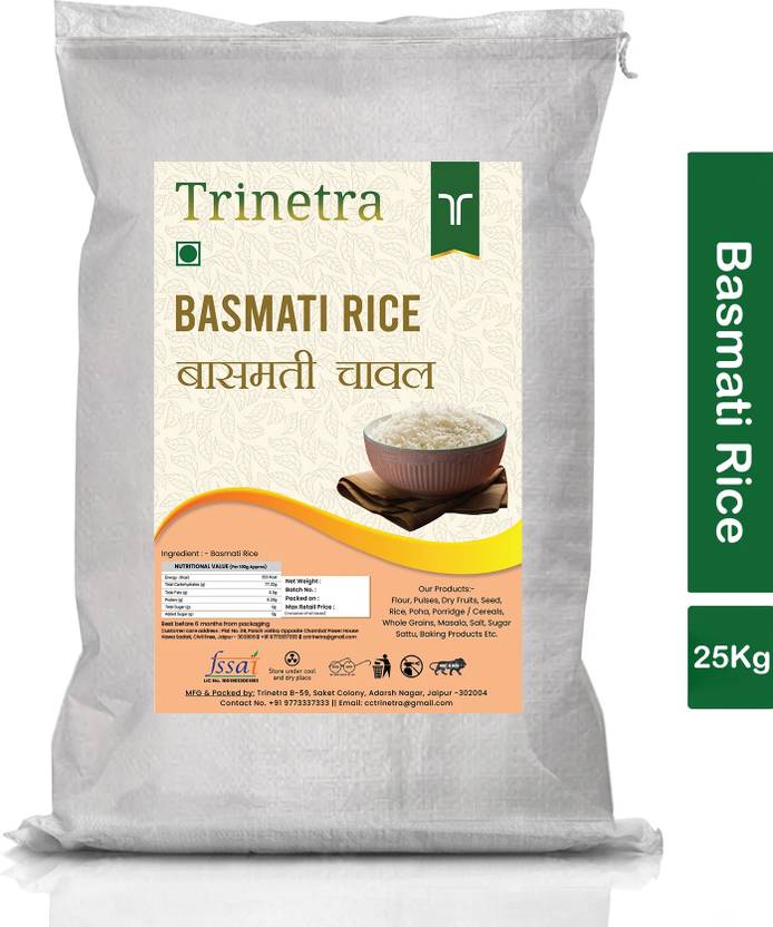 Trinetra Basmati Rice 25Kg Pack Basmati Rice (Long Grain, Raw) Price in ...