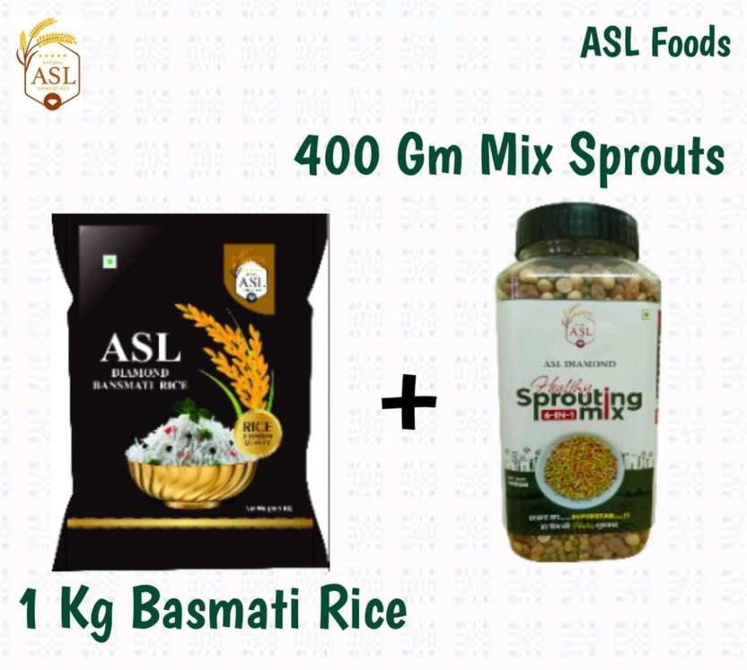 ASl Diamond ASL Rice Sprouting mix Basmati Rice (Long Grain, Steam ...