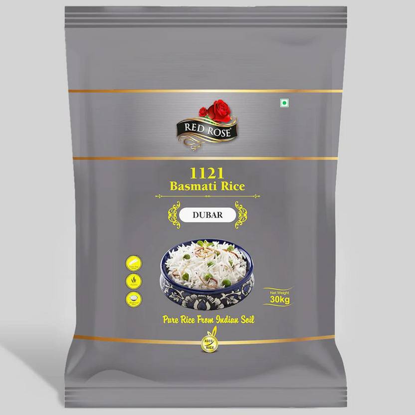 Red Rose BASMATI RICE, 30 KG Basmati Rice (Full Grain, Steam) Price in ...