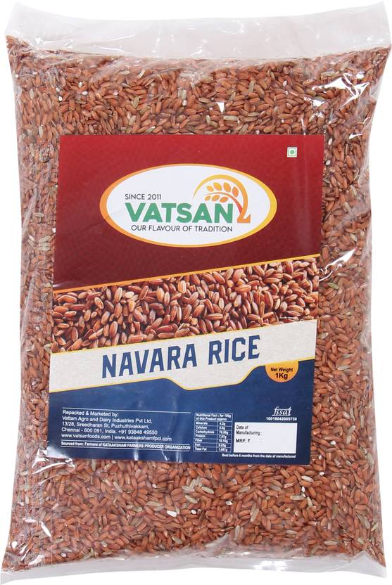 VATSAN Chawal |Kerala Njavara | High Fibre Red Navara Rice (Medium ...