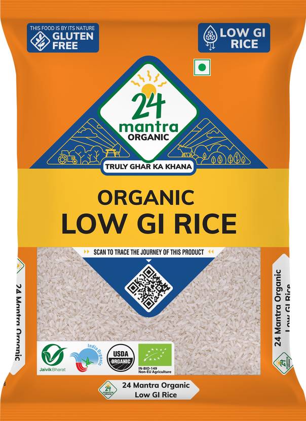 24 mantra ORGANIC Low GI Rice Sona Masoori Rice (Full Grain, Unpolished ...