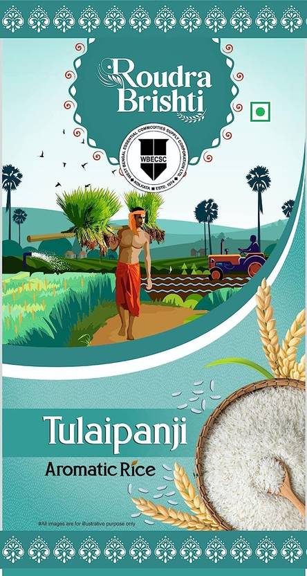 Roudra Bristi Tulaipanji Rice 1Kg Aromatic Rice (Pack of 5) Tulaipanji ...