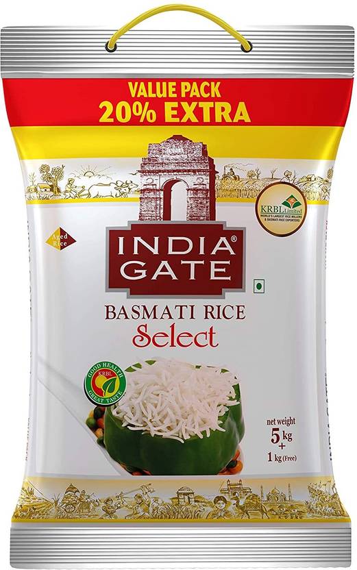 INDIA GATE Select Premium Basmati Rice Aged Rice with Extra Long Grains ...