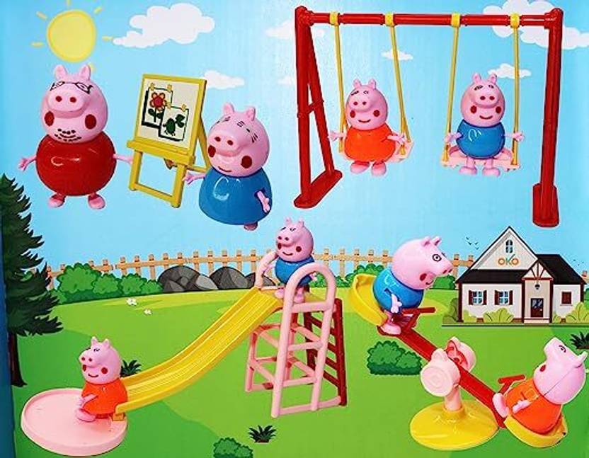 valuableplus Peppa Pig Playground Set Peppa Pig Family Slide, Swing ...