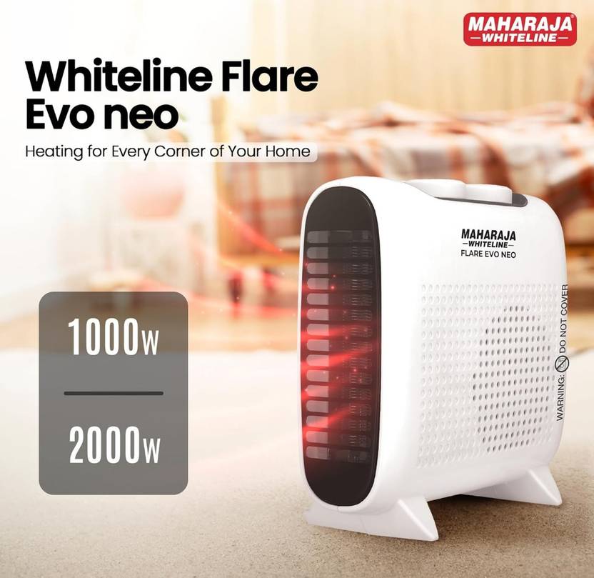 MAHARAJA Whiteline Flare Evo Room Heater|2 Heating Element|1000-2000W ...