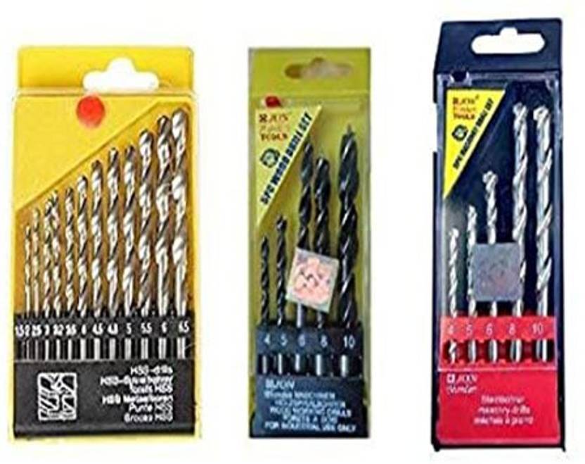 Kshivi Drill Bit Set Combo 13 Pcs Hss Twisted 5 Pcs Masonry And 5 Pcs ...