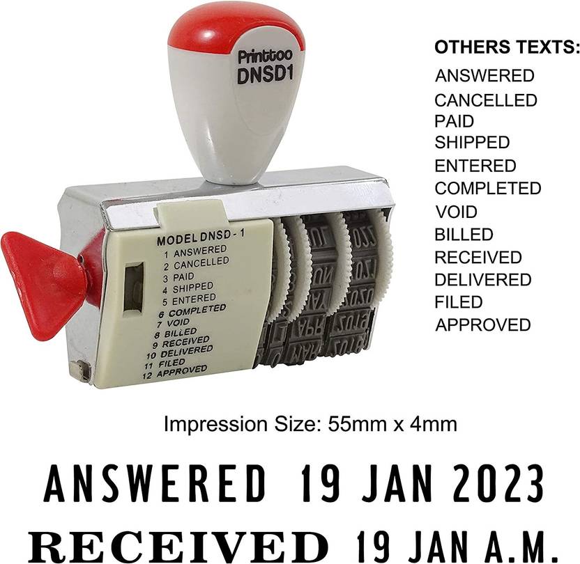 Printtoo Dial-A-Word Date Stamp 12 Phrase Dater Rubber Stamp Office ...