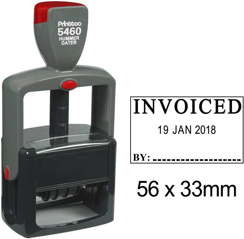 Printtoo with Invoiced by Text Heavy Duty Dater Stamp Self Inking Office Rubber Stamp Self ...