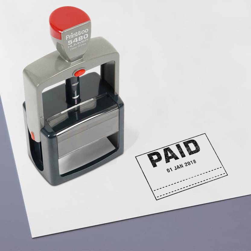 Printtoo Heavy Duty Dater Stamp Office Stationery with Paid Text Self Inking Rubber Stamp Self ...