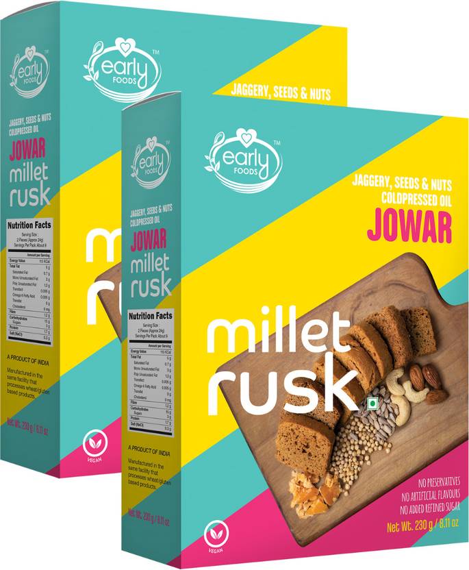 Early Foods Pack of 2 - Millet Rusk, Jowar flavored Millet Rusk Price ...