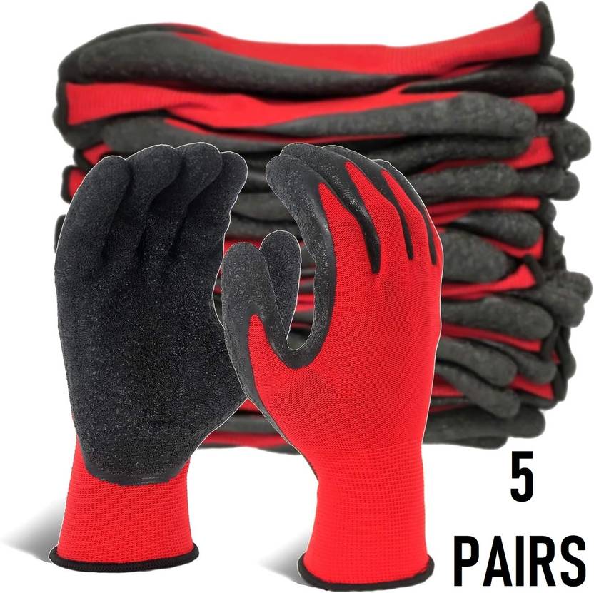 SSWW 5PAIR Crinkle Latex Coated Cut Resistant Work Glove for Industrial ...