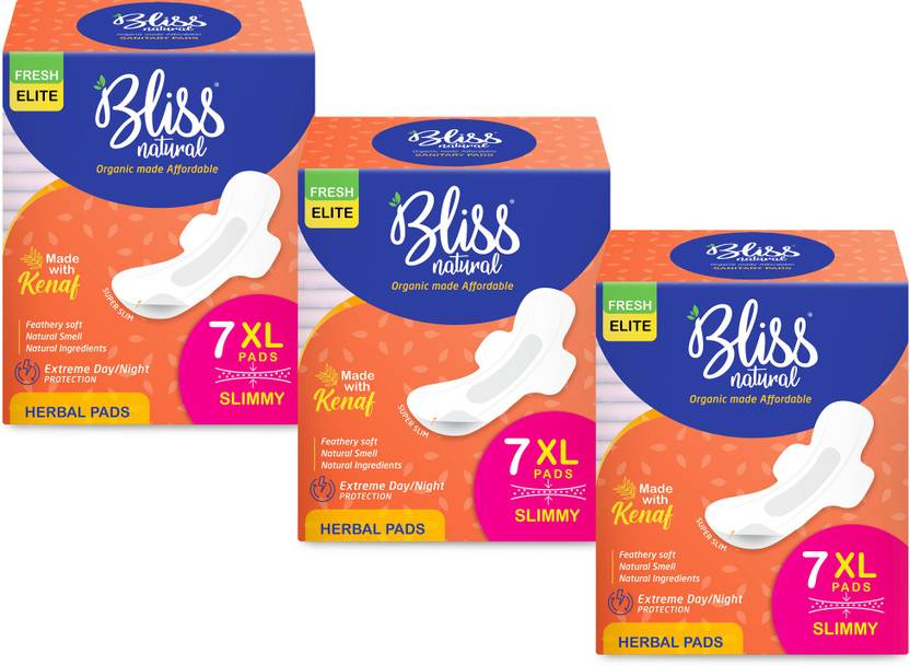 BlissNatural Rash-Free Sanitary Pads For Women | Combo Pack | Size - XL | Pack Of 21 Sanitary ...