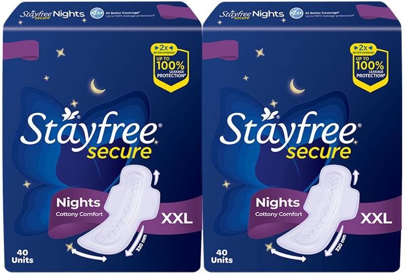 STAYFREE Secure Nights Cottony Comfort XXL 40| Upto 100% leakage ...