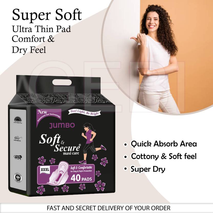 soft & secure Jambo size for reduce heavy flow with rashes and itching ...