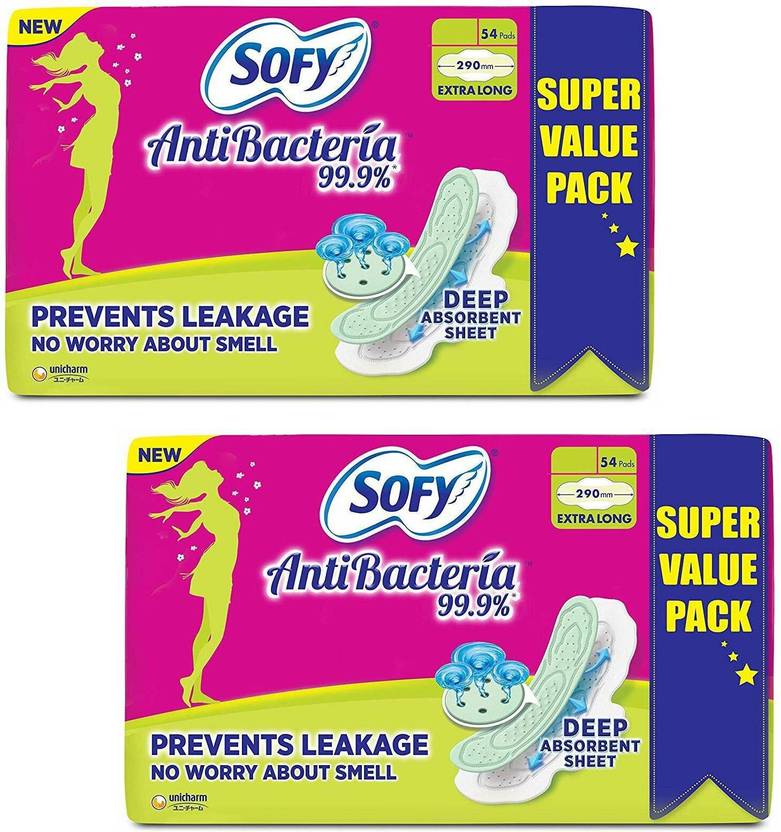 SOFY Anti Bacteria Extra Long Sanitary Pads, Pack of 2 Sanitary Pad ...