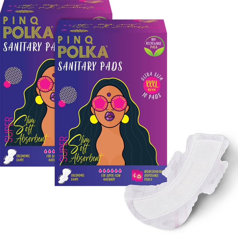 PINQ POLKA Premium XXXL Rash Free | Ultra Thin Sanitary Pads, For Night ...