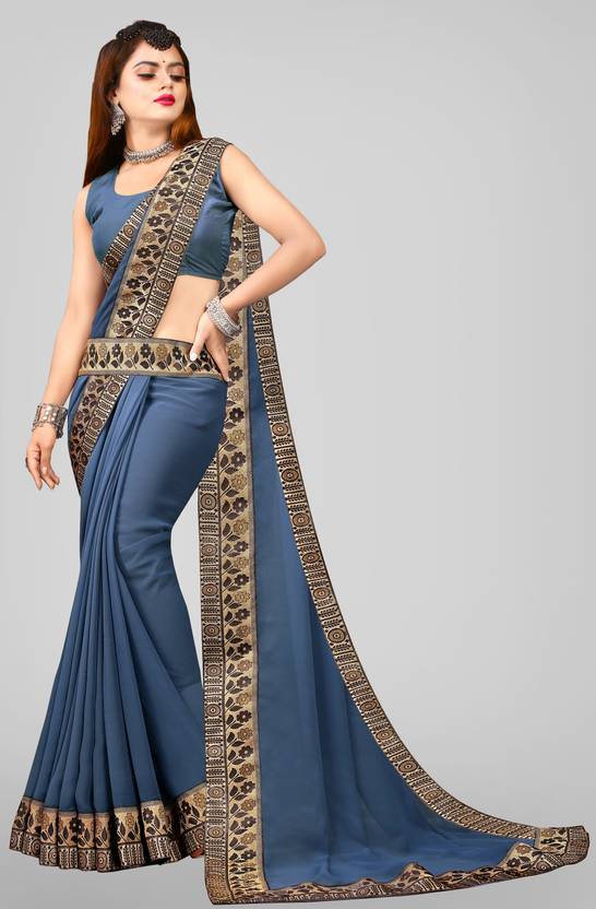 Buy Offirra International Printed Banarasi Lycra Blend, Chiffon Grey ...