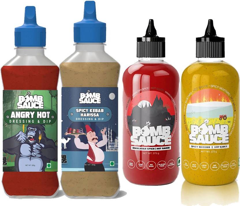 bomb sauce Angry Hot & Kabab Harissa Dressing & Dip & Himalayan Spice ...