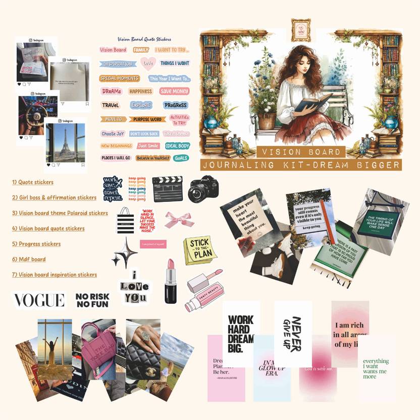 SHOP ABC Vision Board journaling kit - Dream Bigger Theme, Scrapbook ...