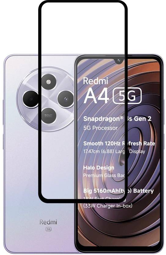 MOBKAVACH GLASS Edge To Edge Tempered Glass for REDMI A4 5G,HD+ ...