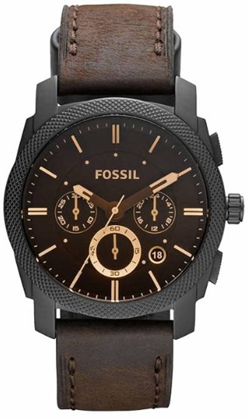 VD Enterprise Nano Glass for Fossil Men Leather Machine Analog Black ...