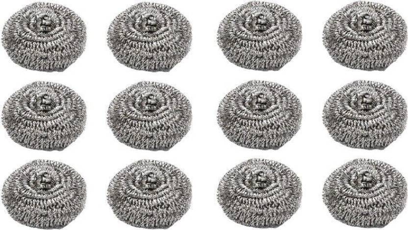 BRICKS AND CLICKS Stainless Steel Big Scrub Pad (Silver, Pack of 24 ...